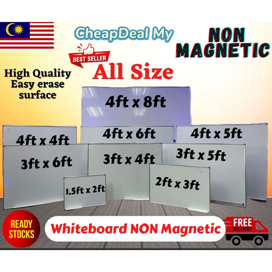 Whiteboard NON-MAGNETIC WhiteBoard 3x4 4x4 4x5 4x6 4x8 3x5 3x6 (ALL ...