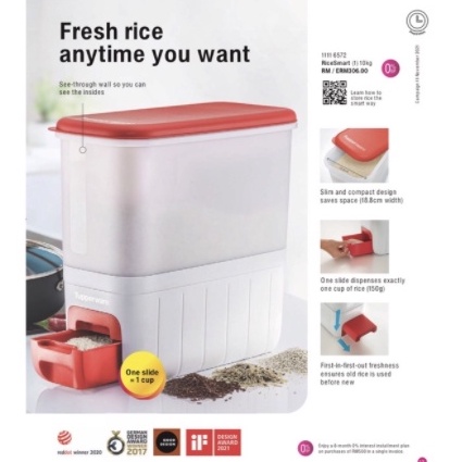 (READY STOCK) (FAST SHIPPING) Tupperware RiceSmart TONG BERAS 10kg ...