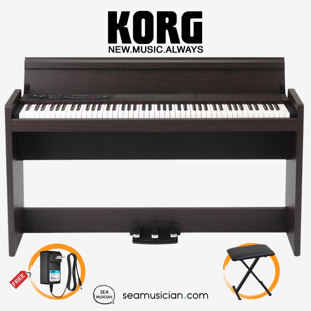 KORG LP-380U 88 KEY DIGITAL PIANO ROSEWOOD BLACK WITH BENCH (L (88-KEY/ 30 SOUNDS/ BUILT-IN ...