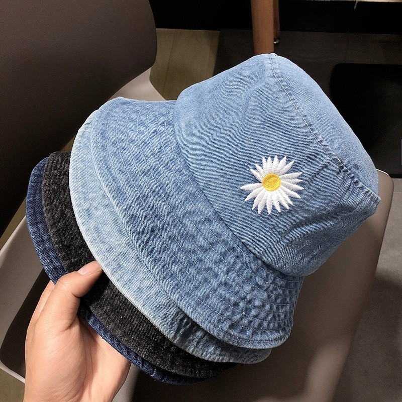 daisy bucket hat embroidery panama summer daisies sun hats fashion ...