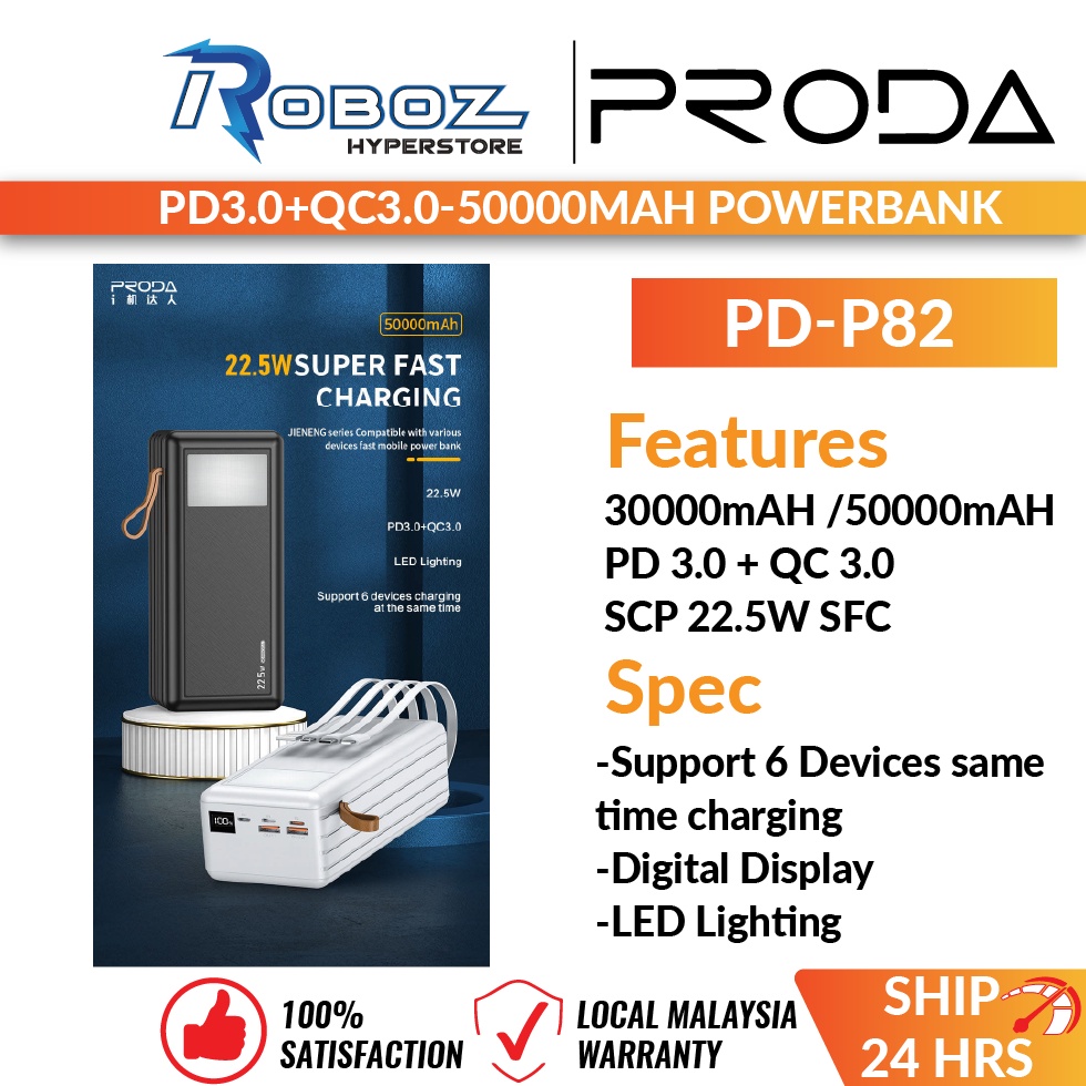 Proda PD 3.0+ QC 3.0 30000mAH & 50000mAH PD-P81 / PD-P82 powerbank ...