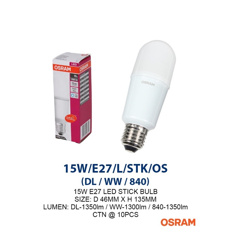 OSRAM E27 E14 LED VALUE STICK BULB 5W MiNI BULB 10W/12W/15W | Shopee Malaysia