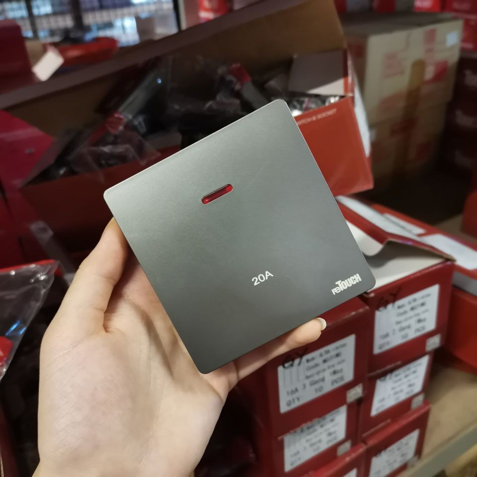 reTOUCH Grey Switch 20A(Double Pole Switch c/w neon) M20MG | Shopee ...