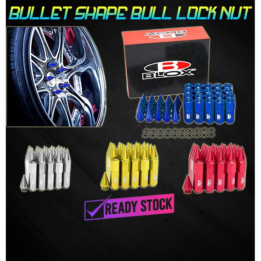 Bullet Shape Bull Lock Nut Red Blue Silver Gold | Shopee Malaysia