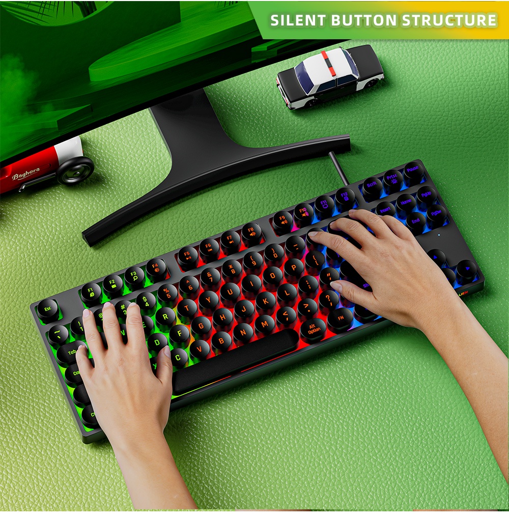 LEAVEN DK100 Punk Led Light Gaming Keyboard gaming Usb protable wired ...