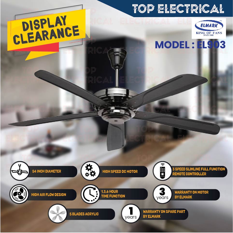 [DISPLAY CLEARANCE] CEILING FAN ELMARK EL 903 DC MOTOR 54' 3 SPEEDS ...