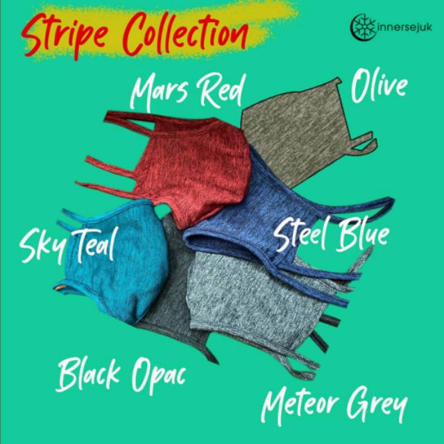 STRIPE DESIGN INNER SEJUK FASK MASK FABRIK KAIN TALI IKAT BELAKANG ...