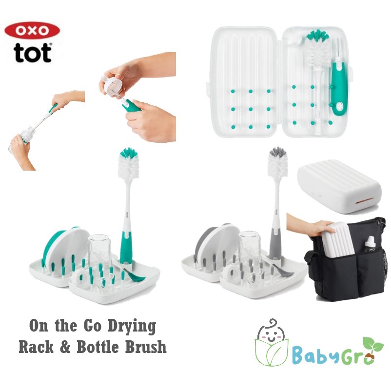 OXO Tot On-The-Go Drying Rack with Bottle Brush Travelling Choice ...