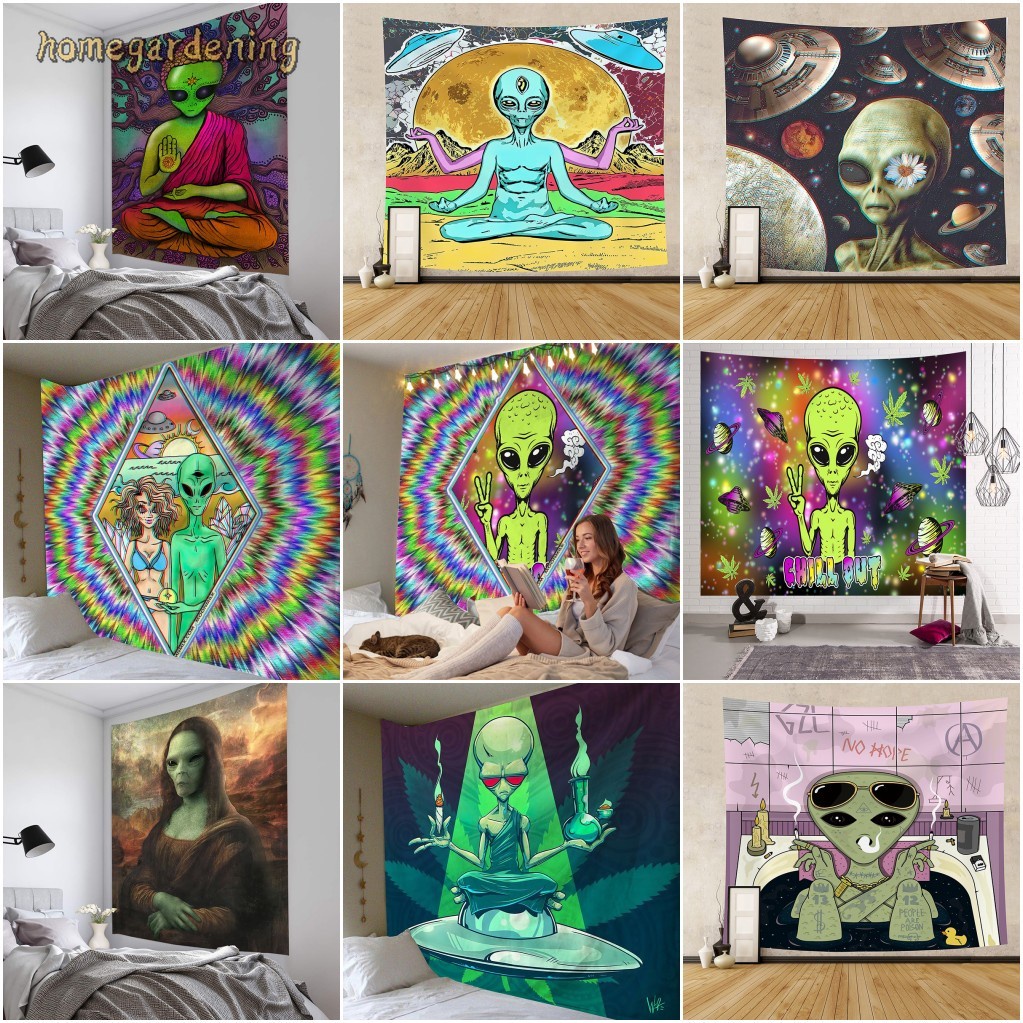 Alien Psychedelic Tapestry Bedroom Living Room Hanging Home Decor ...