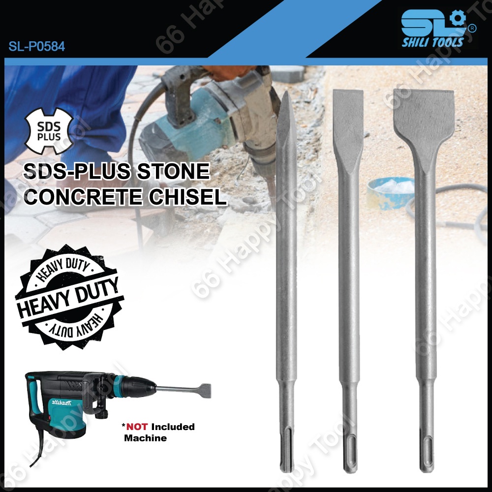 (3pcs/Set) SHILI TOOLS SDS-Plus Stone Concrete Chisel Set 250mm Flat/Point/Scaling Electric ...