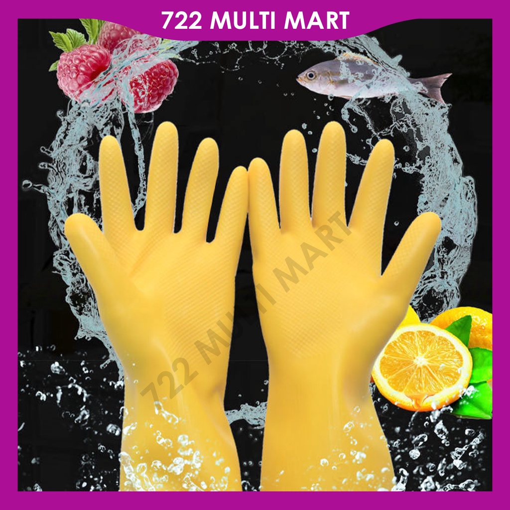 15" 38cm Long Thickened Household Rubber Glove Dishwashing Glove Sarung ...