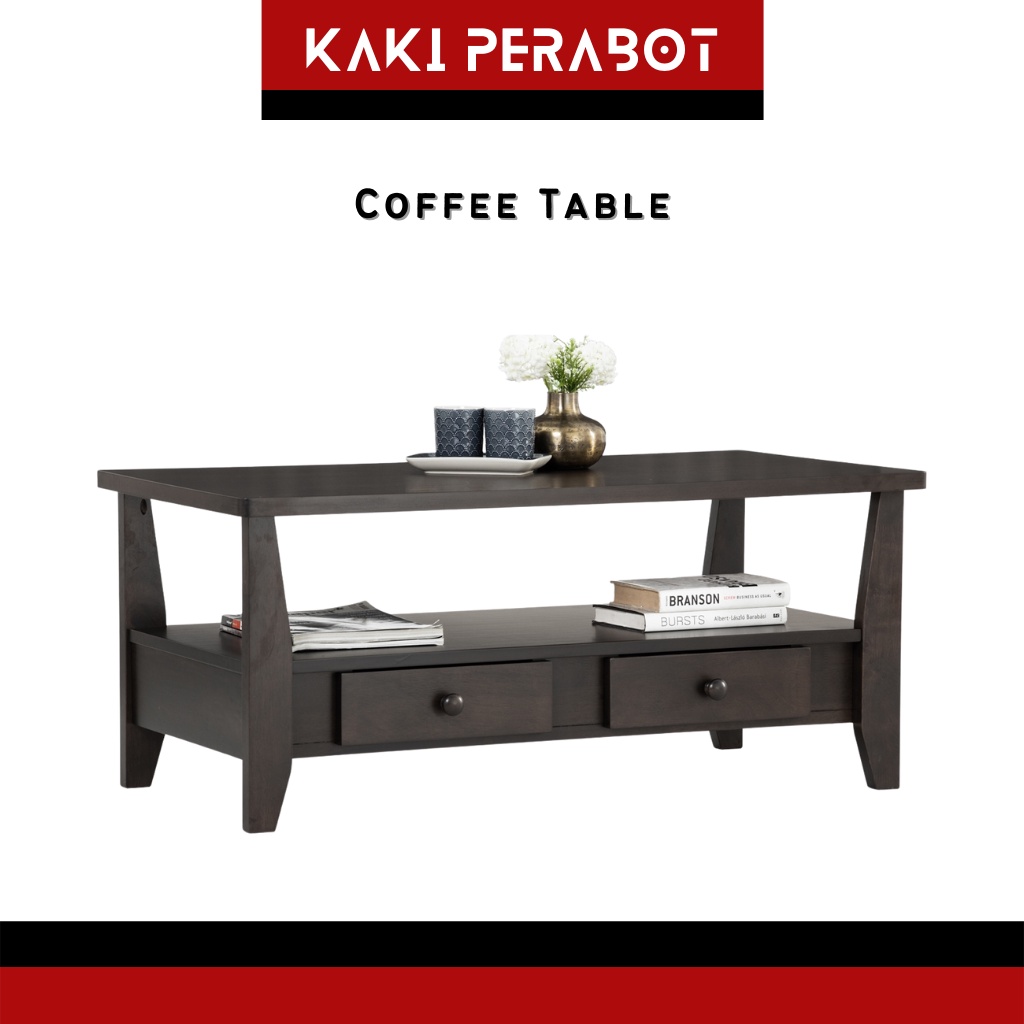 GABBY Wood Coffee Table Modern Side Table Living Room Table Meja Coffee ...