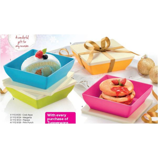 Tupperware Zen Medium Square (4) 960ml | Shopee Malaysia