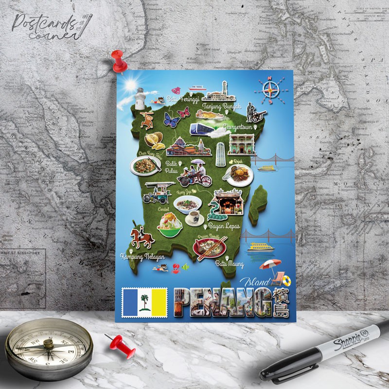 Penang Island Attraction Location Postcard ／ Poskad[Postcards Corner ...