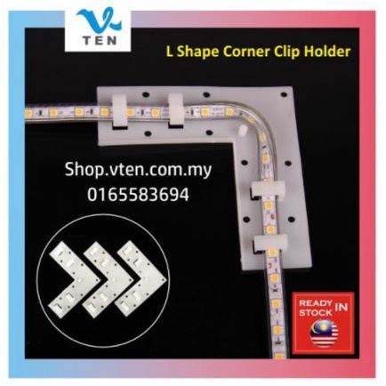 Plastic L Shape LED Strip Install Corner Clip Holder Fixed Card ...