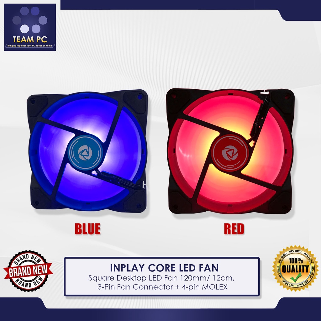 INPLAY CORE LED FAN, Square Desktop LED Fan 120mm/ 12cm, 3-Pin Fan ...