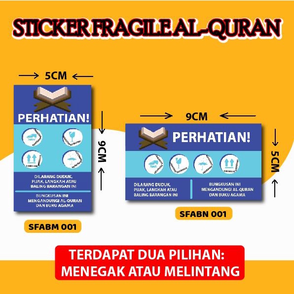 🔥READY STOCK🔥 📍BUY 30 FREE 3📍 STIKER FRAGILE AL QURAN BIRU/ STICKER ...