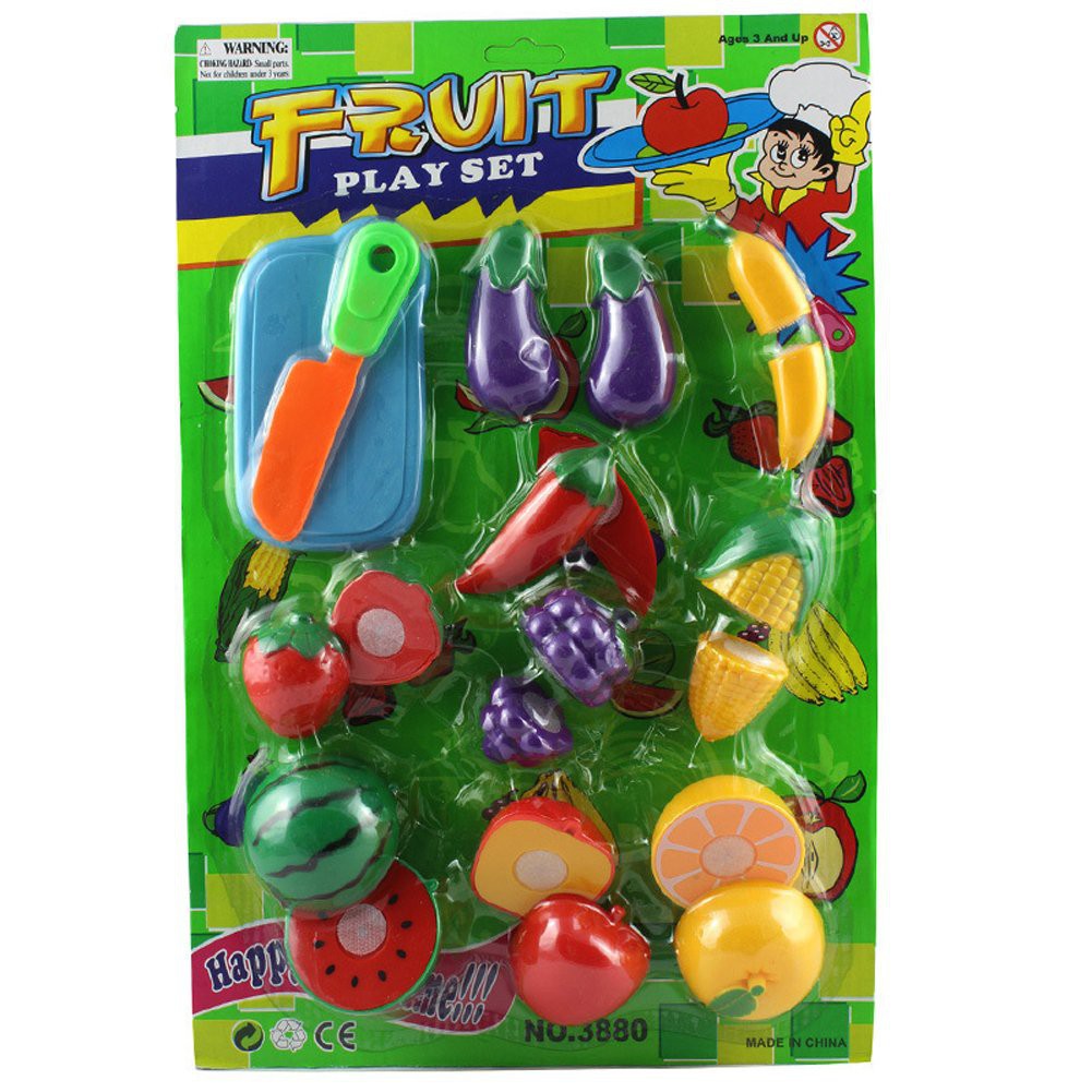 Kids Fun Cutting Fruits and Vegetables Food Play Toy Set Early Teaching ...
