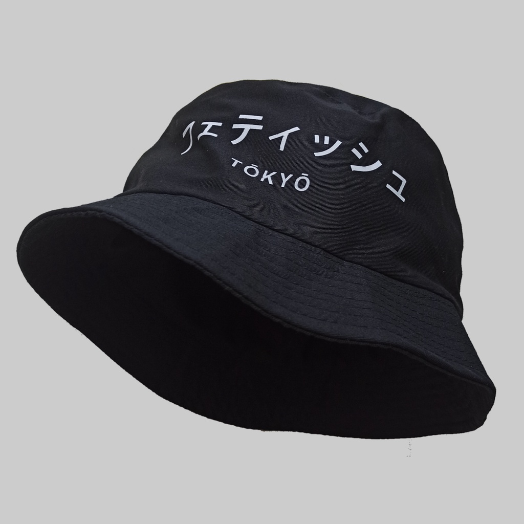 Bucket Hat Tokyo Harajuku Anime Manga Japan Japanese Sablon Hiragana ...