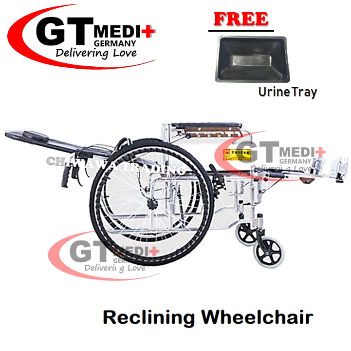WC-PLC-20 GT MEDIT GERMANY Lie Down Reclining Self Propelled Commode Toilet Wheelchair Wheel ...