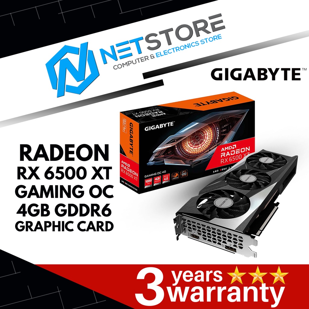 GIGABYTE RADEON RX 6500 XT GAMING OC 4GB GDDR6 GRAPHIC CARD - GV ...