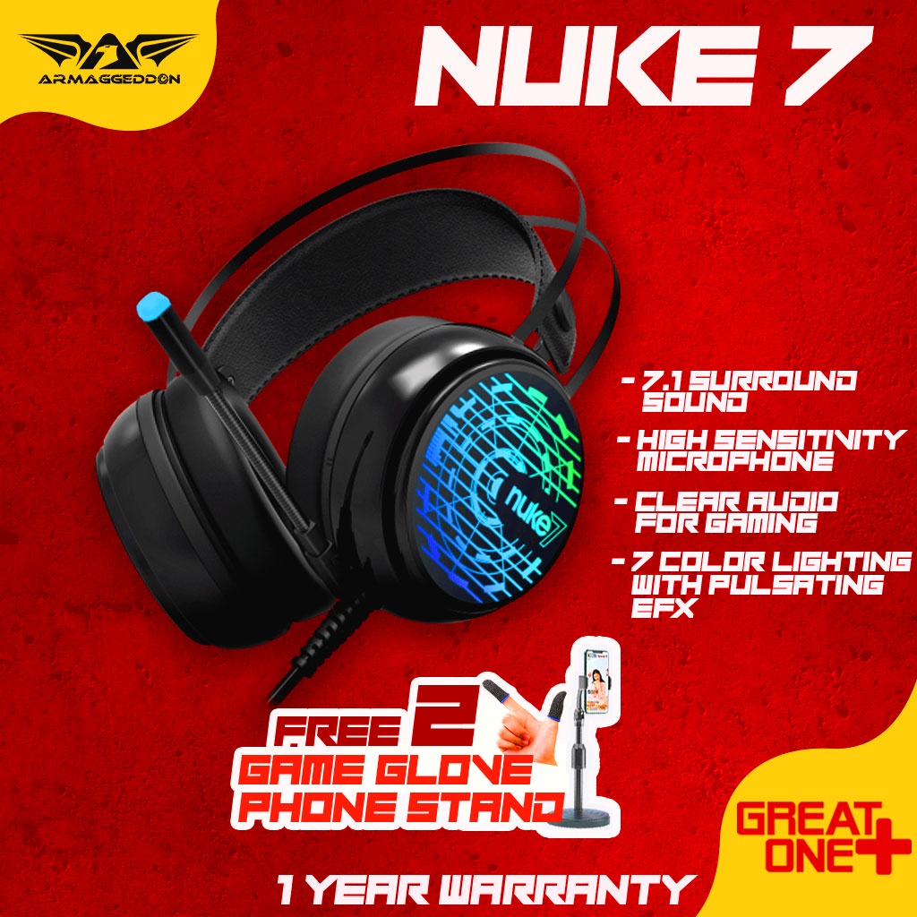 Armaggeddon Nuke 7 Stereo Gaming Headphones with Mic | 7.1 Surrond ...
