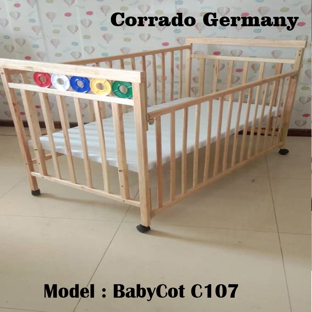 ''N107 Solid Rubber Wood Baby Cot / Katil Bayi Model C 107 / Colour ...