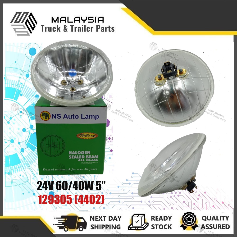 HALOGEN SEALED BEAM ALL GLASS (5") 24V 60/40w 3 PIN (4402) | Shopee ...