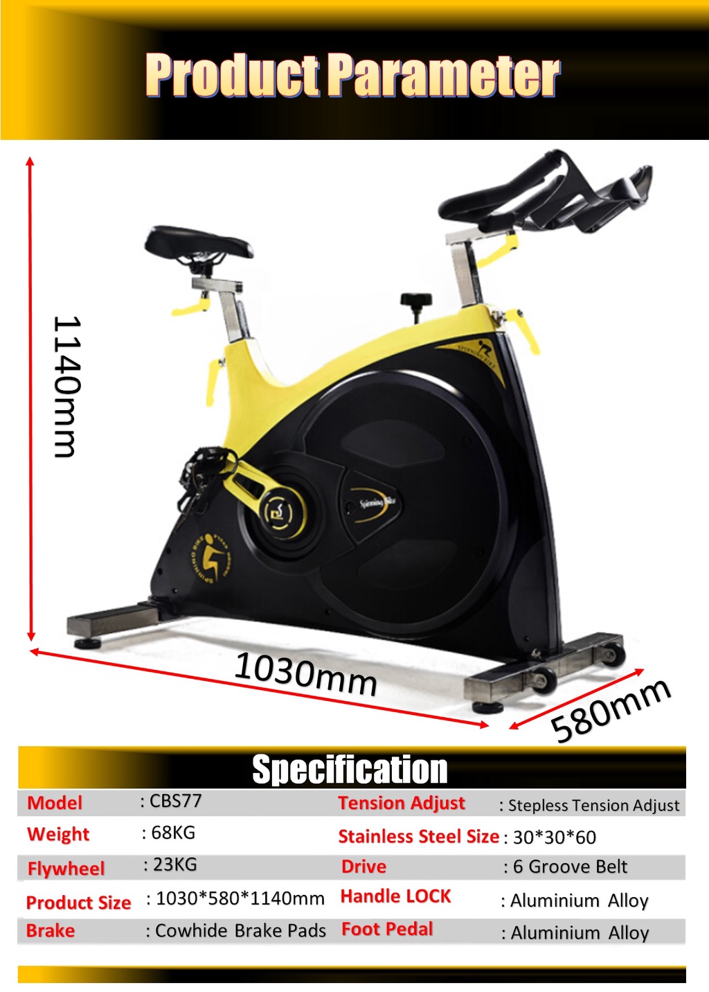 Professional GYM Room Fitness Center Spinning Exercise Bike Bicycle ...