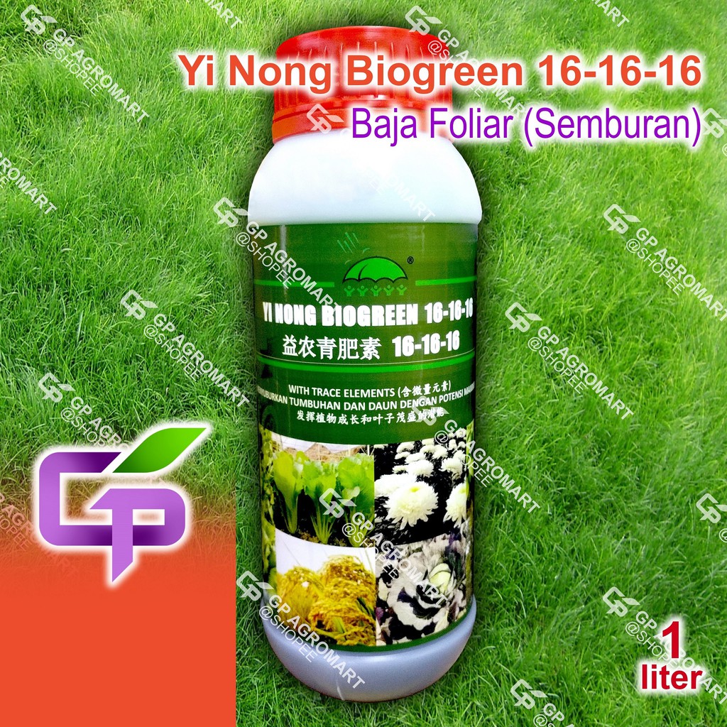 1L Yi Nong Biogreen 16-16-16 + TE / Baja Semburan Foliar / Baja Rumput ...