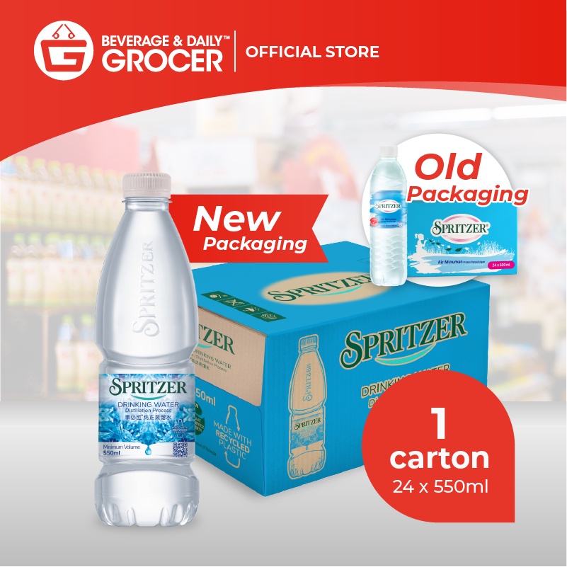 Spritzer Distilled Drinking Water 24 x 550ml (24 Bottles) 1 Carton | Shopee Malaysia