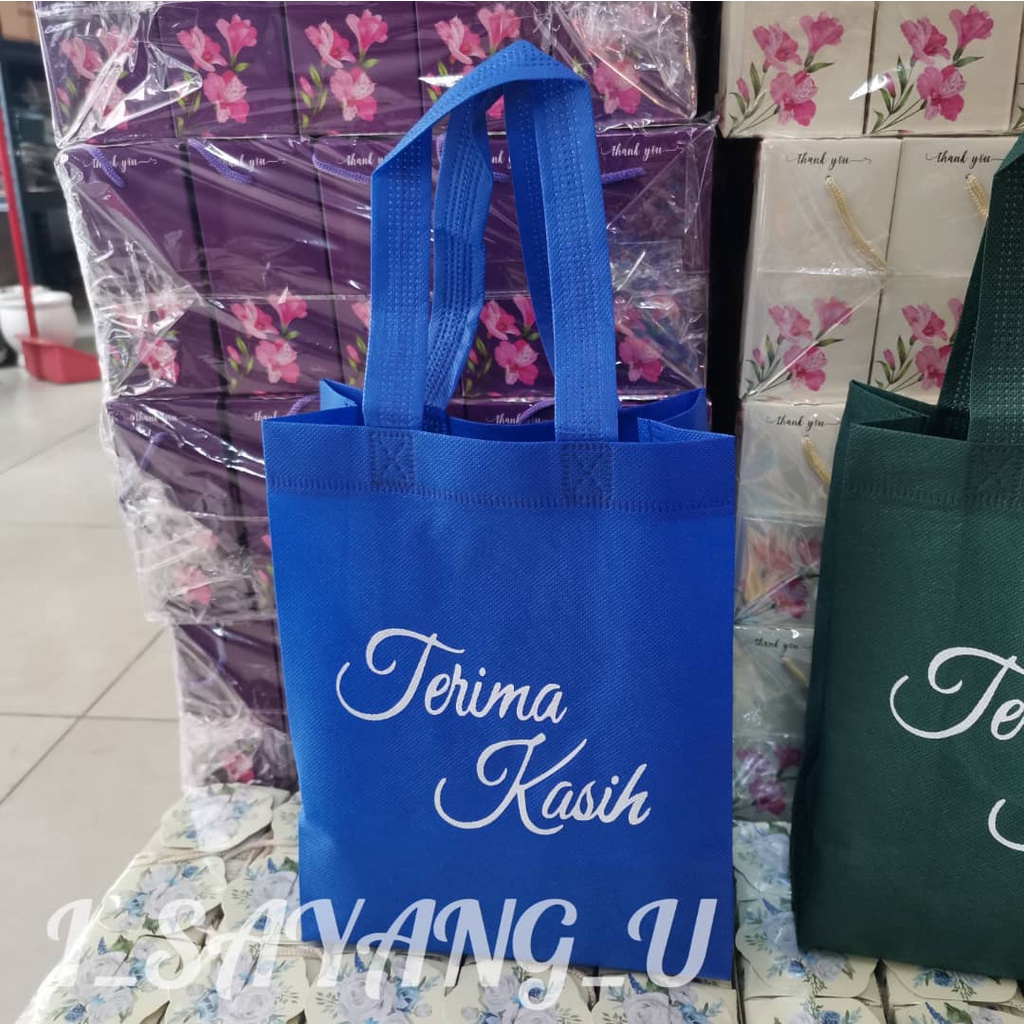 10pcs Beg Kain Bertapak Tebal Goodies Bag with Handle and Bottom ...