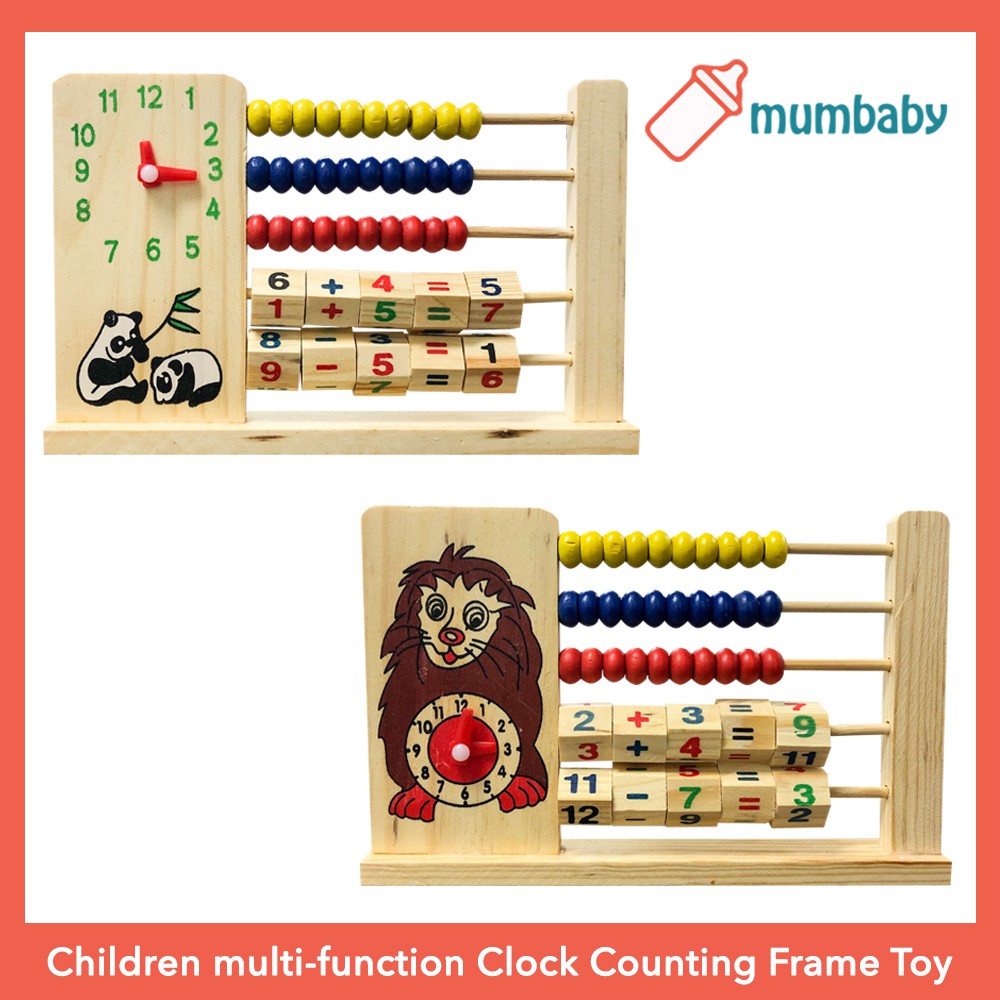 MB Children multi-function Educational Clock Counting Frame Wooden Toy ...