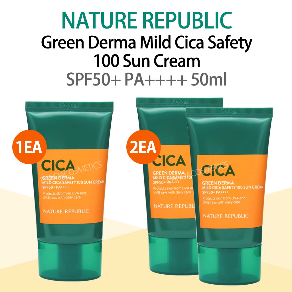 NATURE REPUBLIC Green Derma Mild Cica Safety 100 Sun Cream SPF50+ PA ...