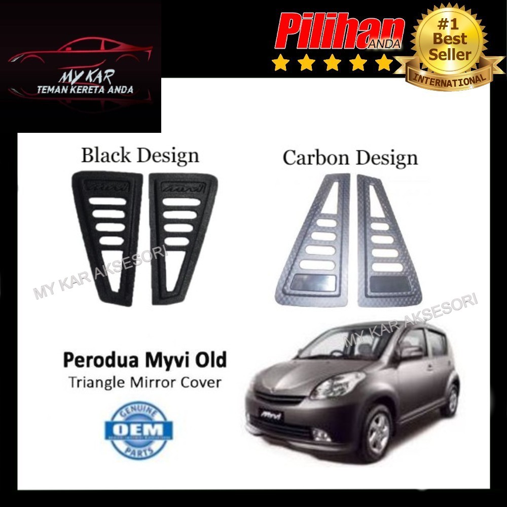 Perodua Myvi Old Rear Side Window Protector Carbon/Black Triangle ...