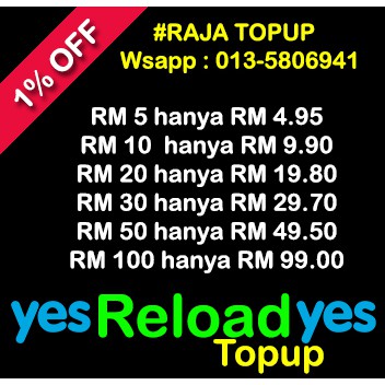 🔥1% Discount YES 🔥 RELOAD / TOPUP RM10 RM20 RM30 RM50 RM100 | Shopee Malaysia