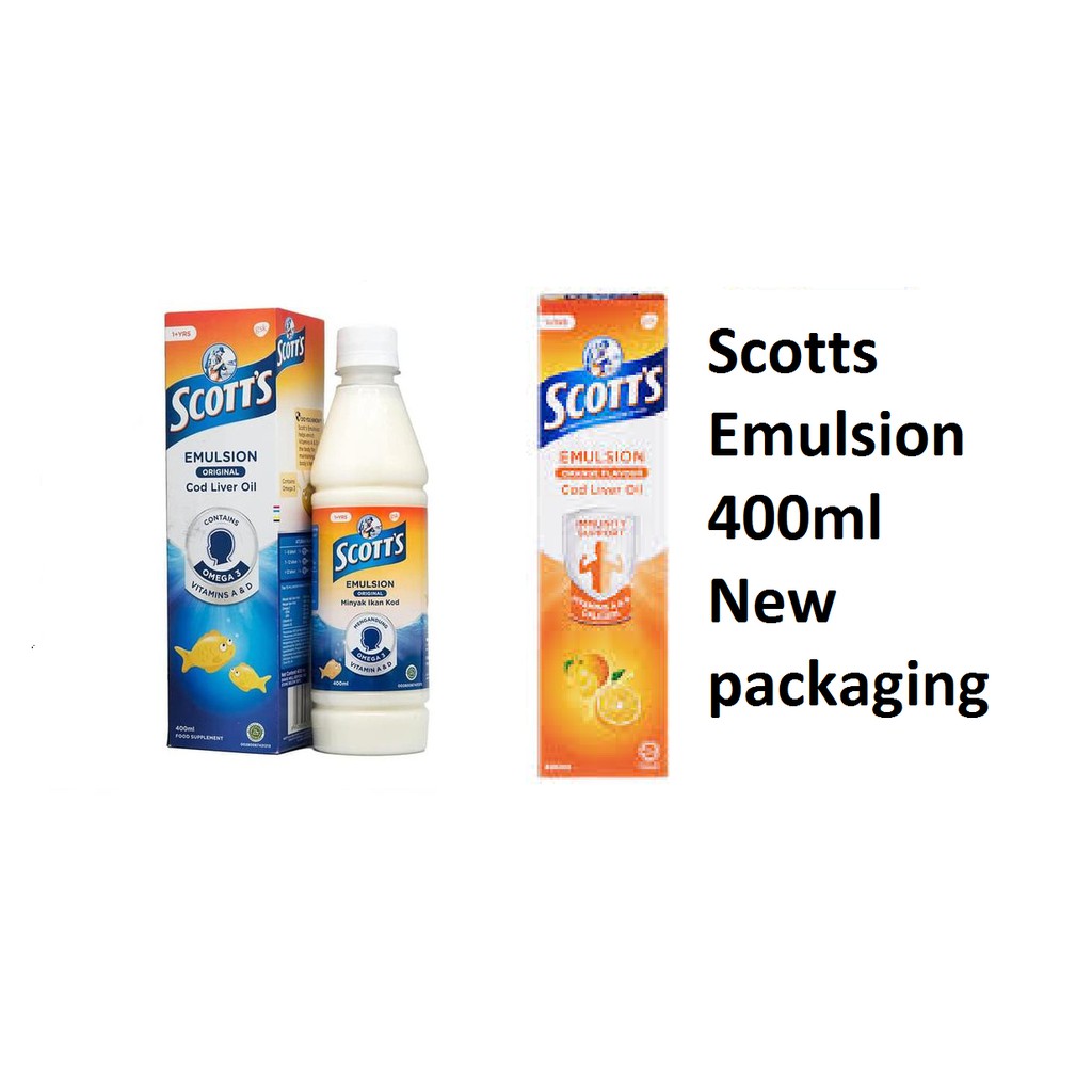 SCOTT'S EMULSION COD LIVER OIL 400ML ORIGINAL / ORANGE | Shopee Malaysia