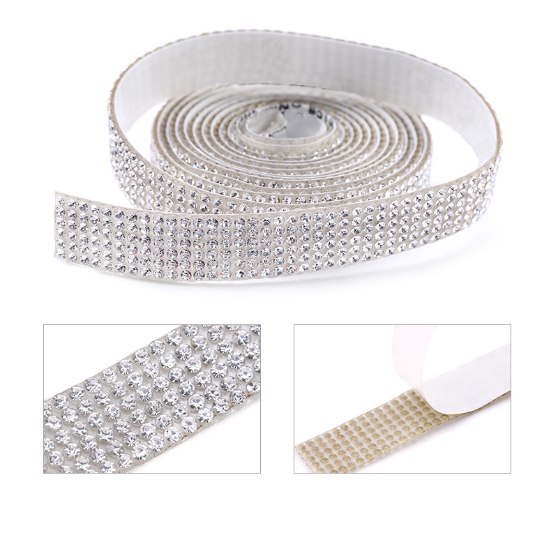 Self-adhesive Rhinestones Trim Glitter Crystal Ribbon Strass Tape Chain ...