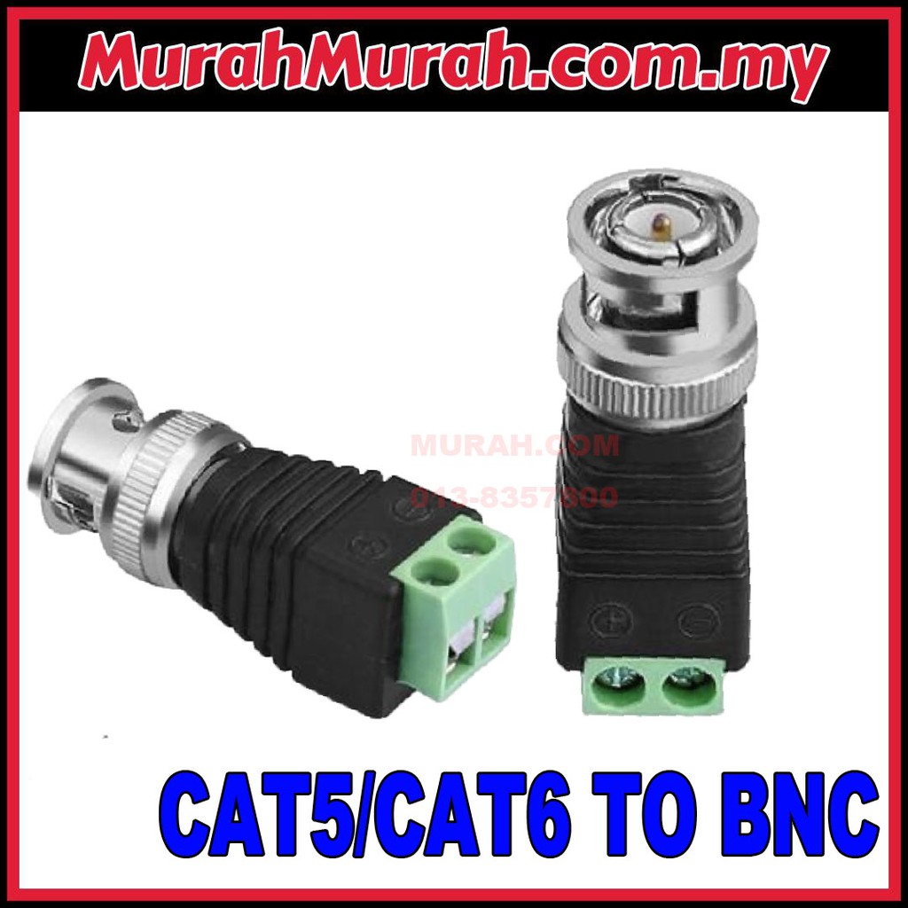 CAT5 / CAT6 to BNC Coaxial Video Connector converter adaptor CCTV ...