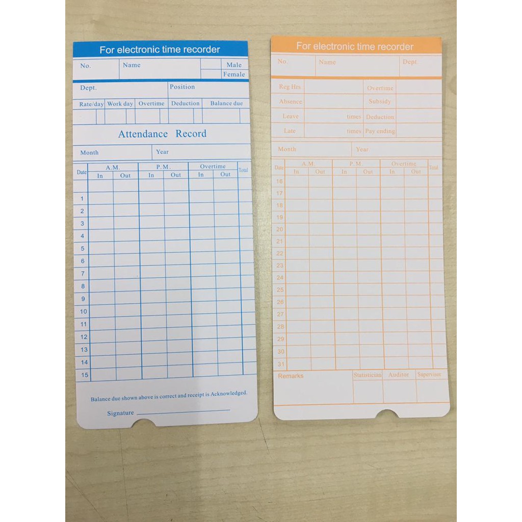High Quality Punch Card for Time Recorder 100pcs/pack 86mm x 188mm ...