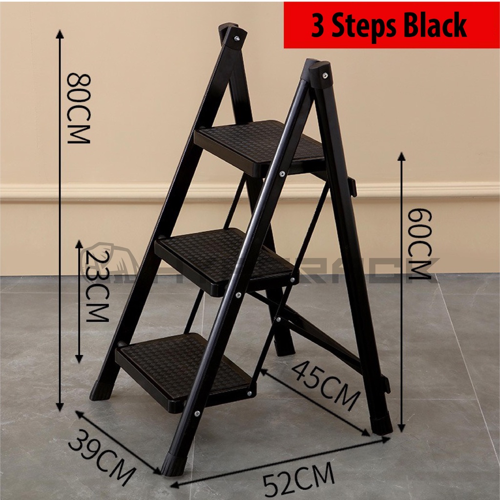 HYPERACK ™️ [High Quality] Foldable Ladder 3 Step Ladder Steel Ladder ...