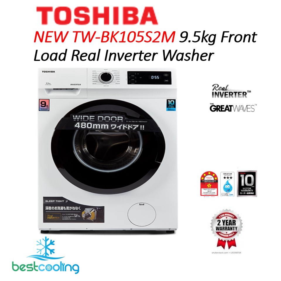 Toshiba TW-BK105S2M 9.5kg Front Load Real Inverter Washer | Shopee Malaysia