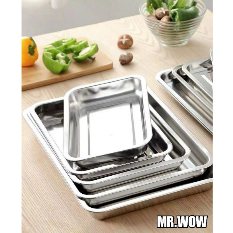 Rectangular Long Plate/ Deep /Food Tray/ Stainless Steel Dish /Pinggan ...