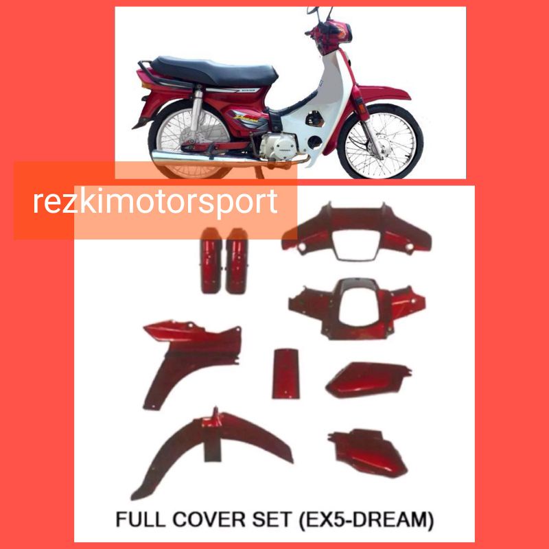 Ex5 honda coverset warna maroon kkm sia sny🔥🔥🔥 ORIGINAL EX5 / DREAM MUFFLER / EXHAUST | Shopee ...