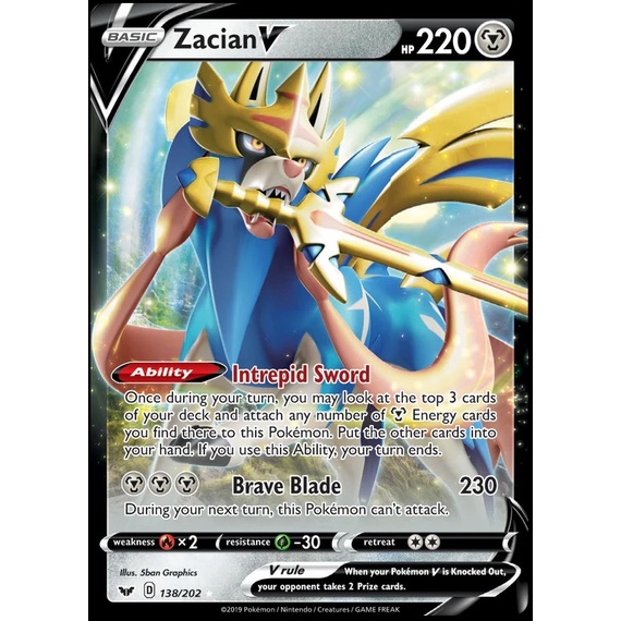 Zacian V - 138/202 - Ultra Rare Sword & Shield (Base Set) - Pokémon ...