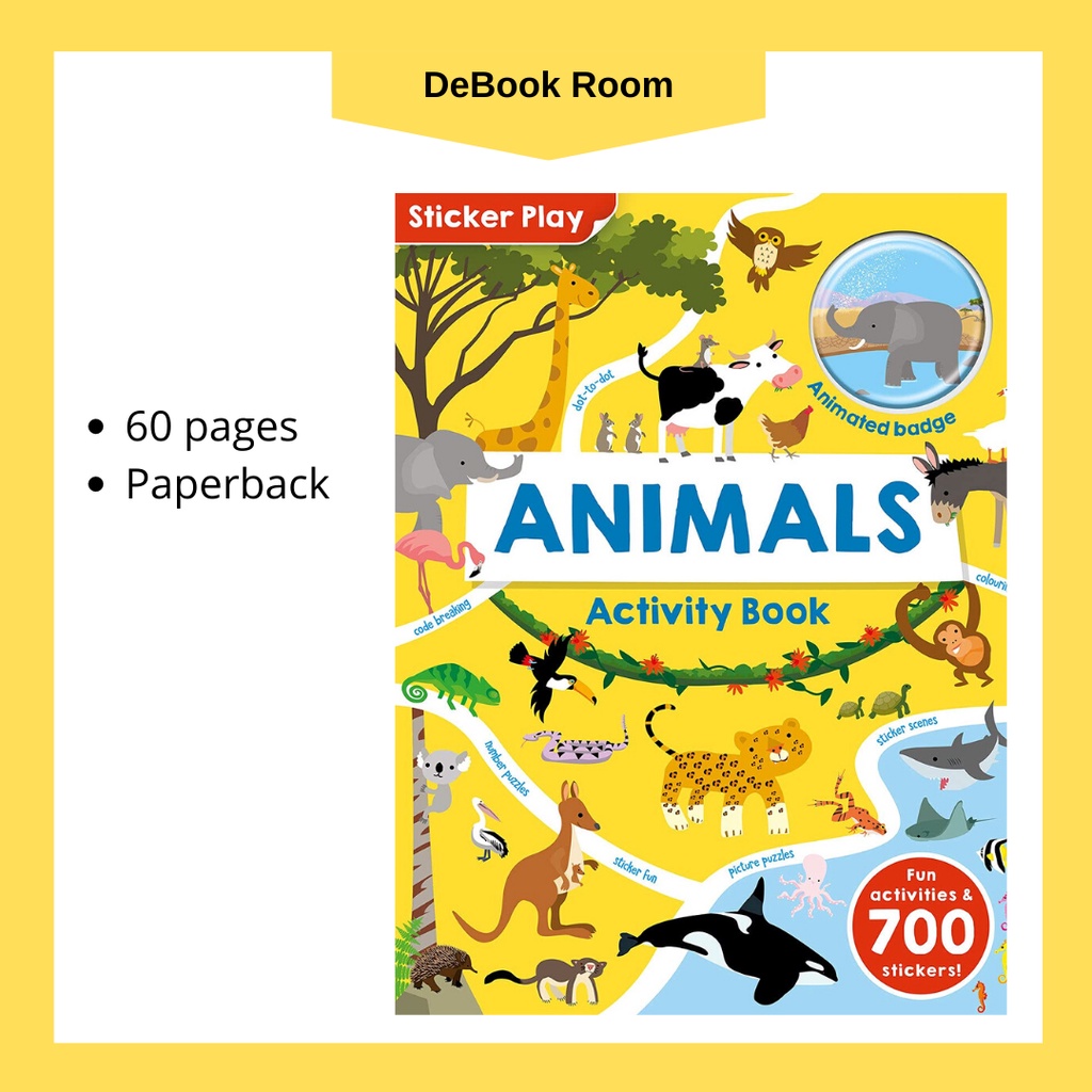 Children Sticker Activity Book: Animals (with animated badge) | Shopee ...