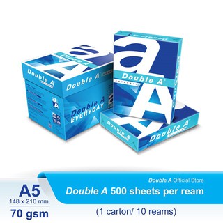Double A A5 Paper 70gsm 500 sheets ( 1ctn/10 ream ) 148x210mm | Shopee ...