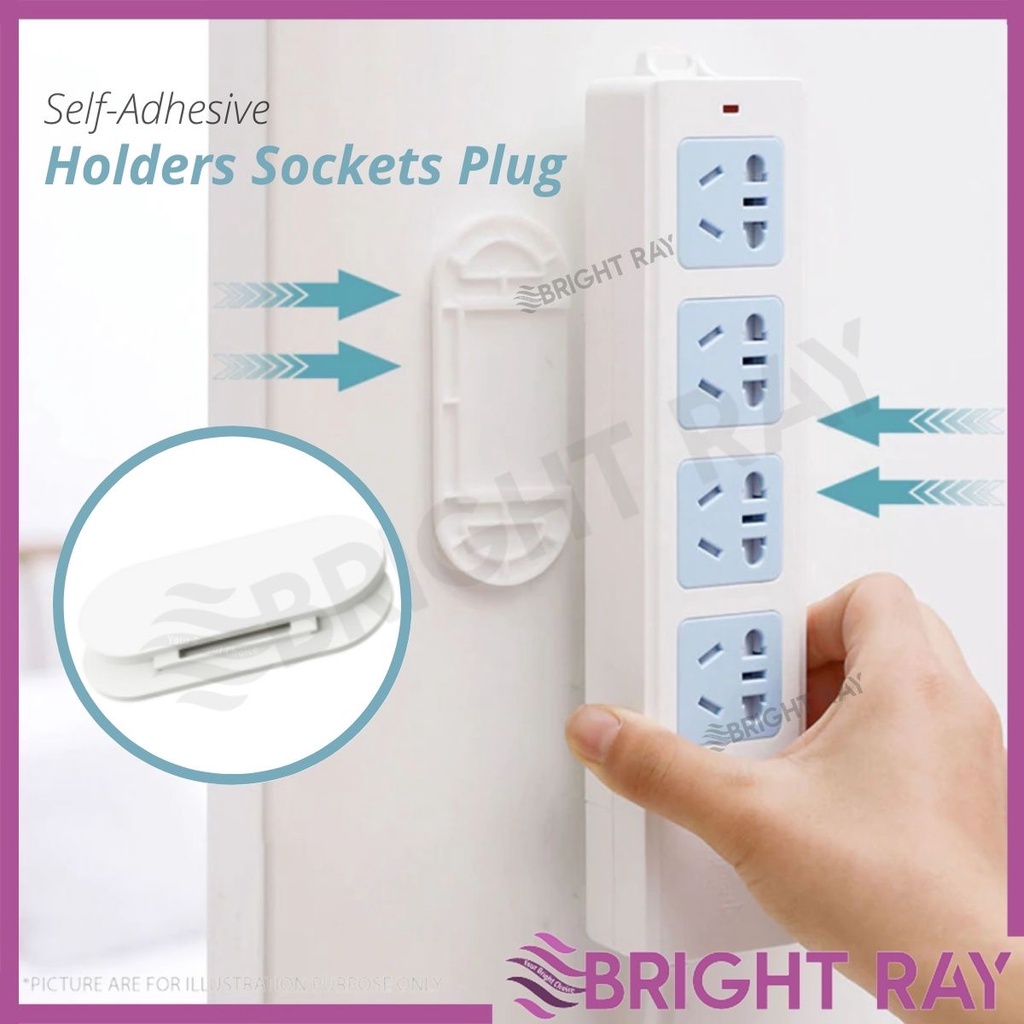 Seamless Self Adhesive Punch-free Plug Wall Holder Sticker Fixer Power ...