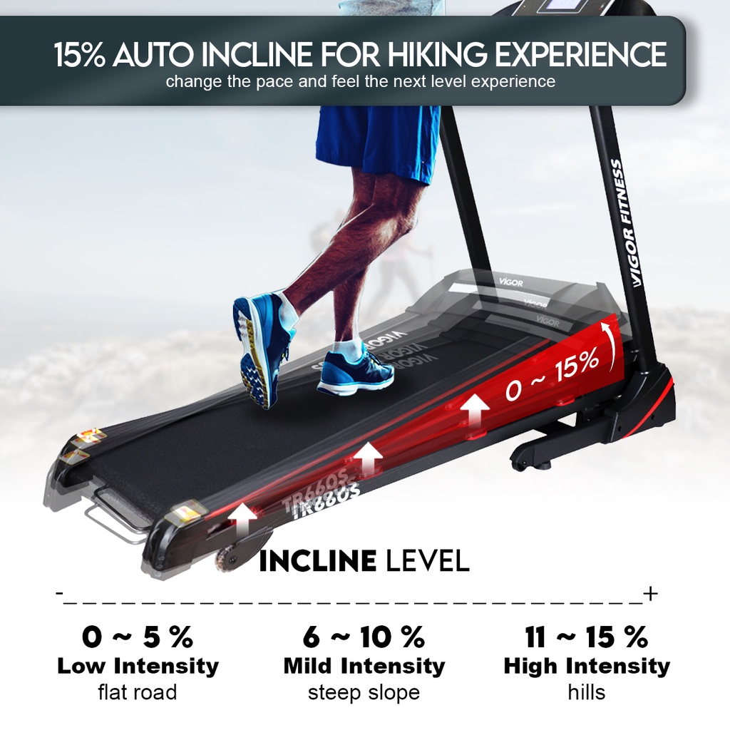 Vigor Fitness Treadmill Cardio 4.0hp Jogging Running Machine Auto ...