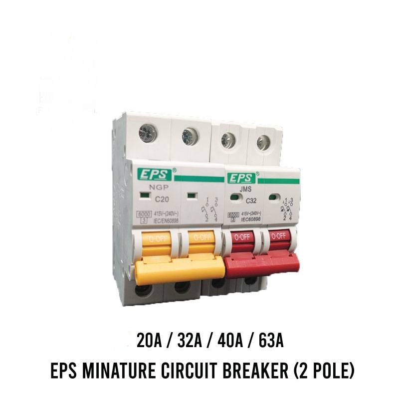 EPS 2 POLE MINIATURE CIRCUIT BREAKER (MCB) 16A 32A 40A 63A SIRIM ...